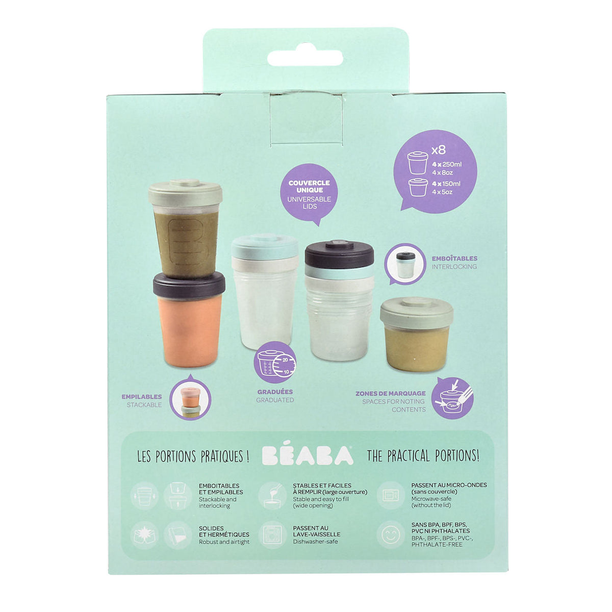 Beaba Clip Portions Food Storage Toddler Set 150ml/250ml – Bloom Connect MY